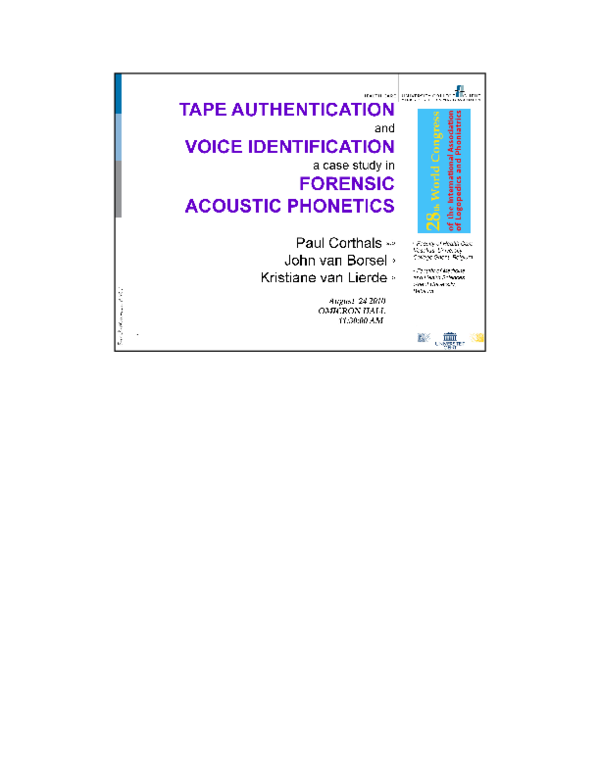(PDF) Tape authentication and voice identification: a case study in ...