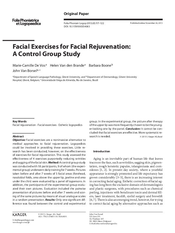(PDF) Facial Exercises for Facial Rejuvenation: A Control Group Study