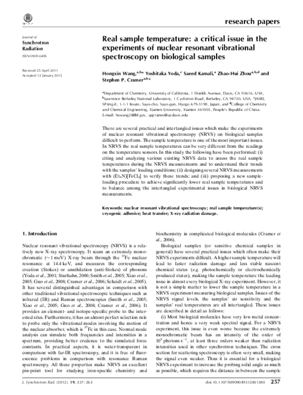 (PDF) Real sample temperature: a critical issue in the experiments of ...