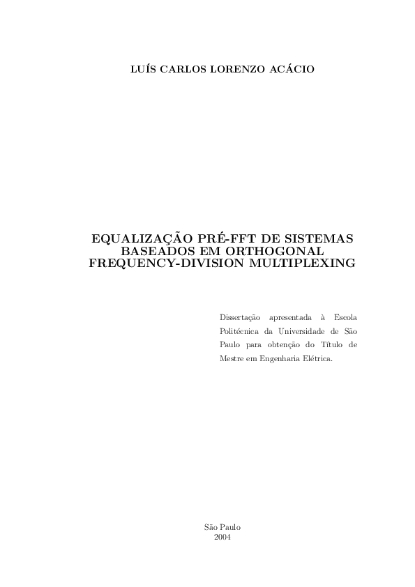 Pdf Equalização Pré Fft De Sistemas Baseados Em Orthogonal Frequency Division Multiplexing 