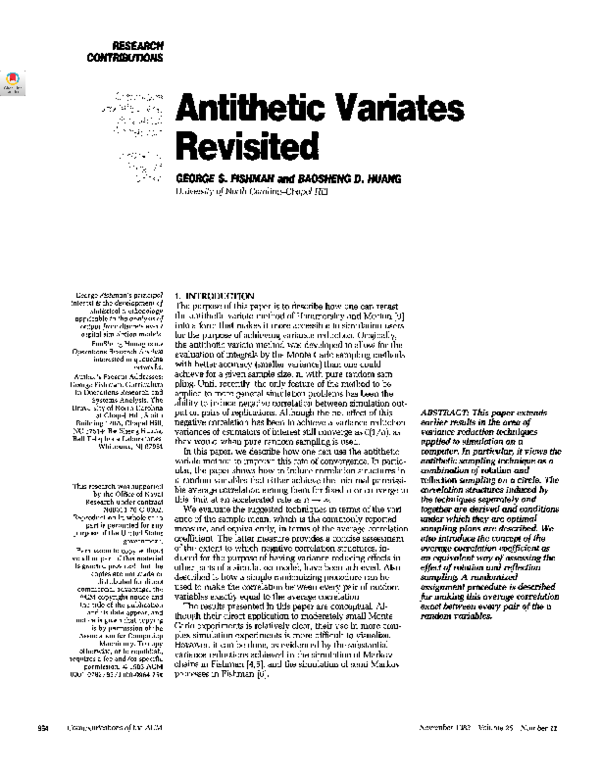 (PDF) Antithetic variates revisited