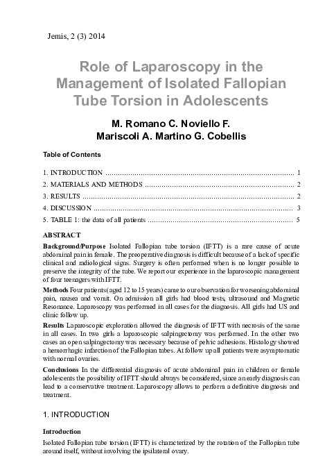 (PDF) Role of Laparoscopy in the Management of Isolated Fallopian Tube ...