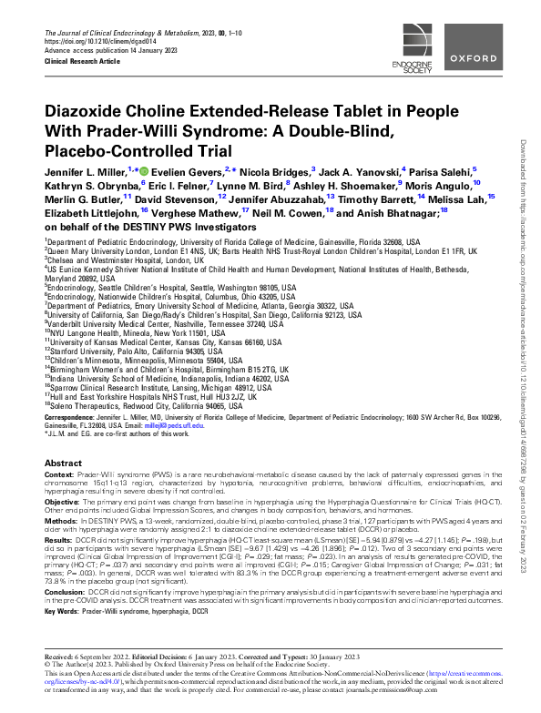 (PDF) Diazoxide Choline Extended-Release Tablet in People With Prader ...