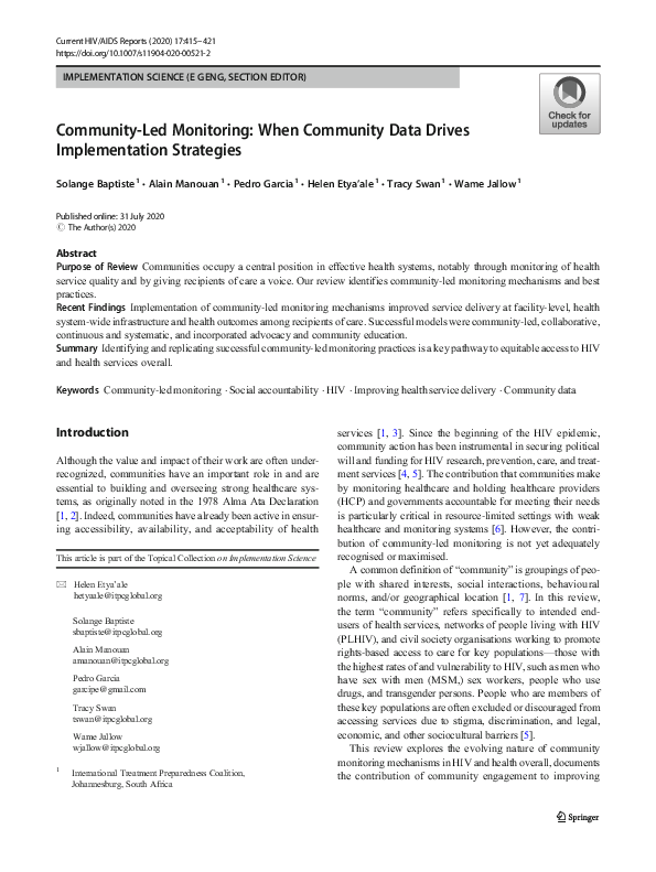 (PDF) Community-Led Monitoring: When Community Data Drives ...