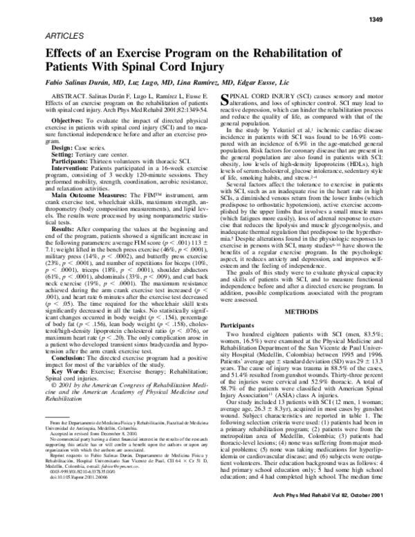 (PDF) Effects of an exercise program on the rehabilitation of patients ...