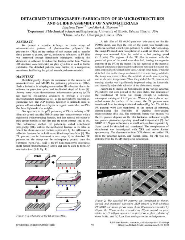 (PDF) Detachment Lithography: Fabrication of 3D Microstructures and Guided-Assembly of Nanomaterials