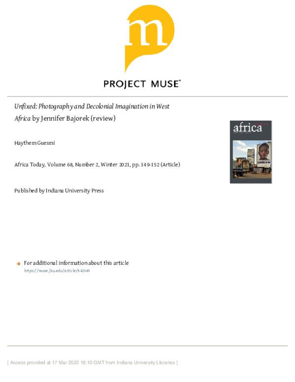 (PDF) Haythem Guesmi, Review of UNFIXED, Africa Today