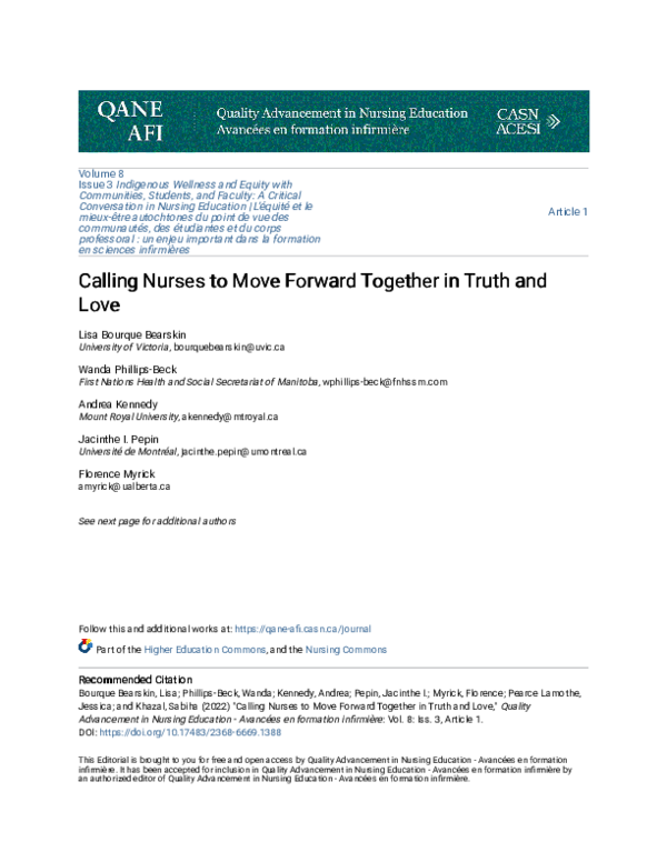 (PDF) Calling Nurses to Move Forward Together in Truth and Love