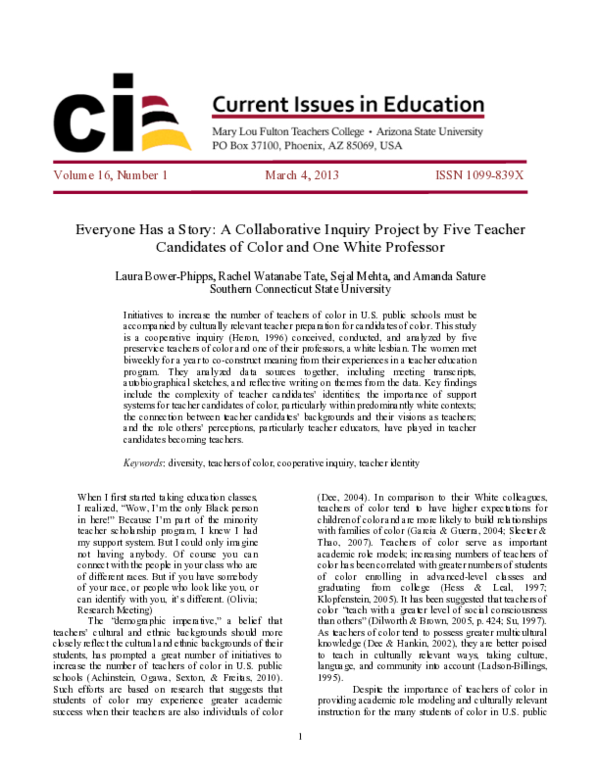 (PDF) Everyone has a story: A collaborative inquiry project by five ...