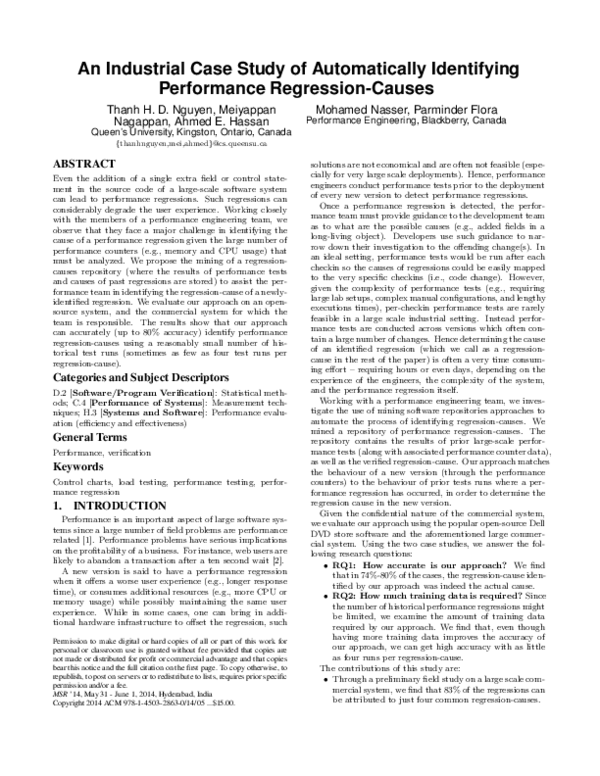 (PDF) An industrial case study of automatically identifying performance ...