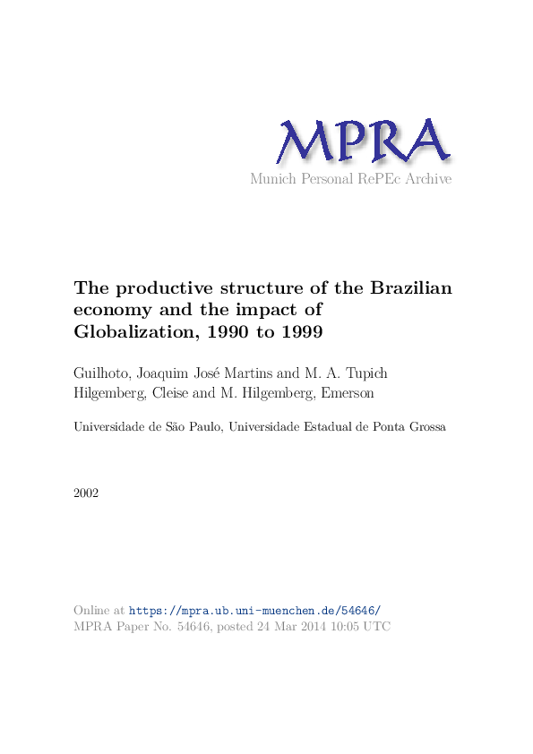 (PDF) The Productive Structure of the Brazilian Economy and the impact ...