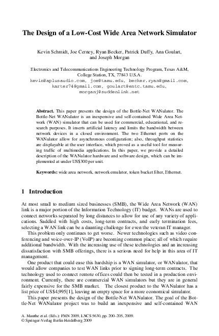 (PDF) The Design of a Low-Cost Wide Area Network Simulator