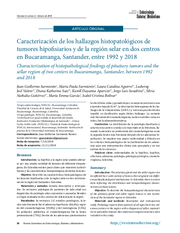 (PDF) Caracterización de los hallazgos histopatológicos de tumores ...