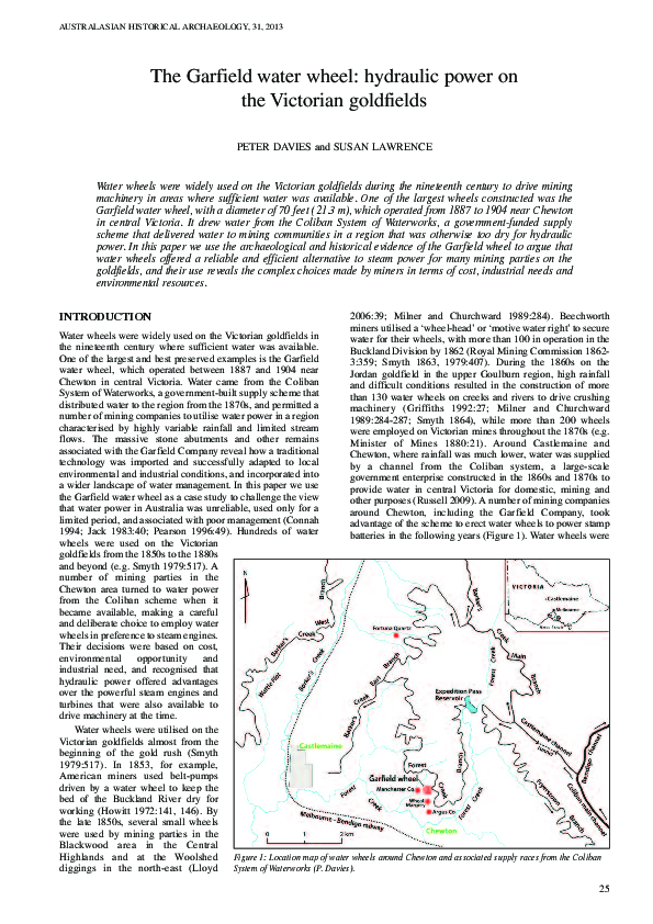 (PDF) The Garfield water wheel: Hydraulic power on the Victorian goldfields