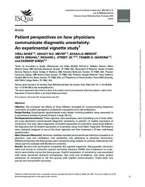 (PDF) Patient perspectives on how physicians communicate diagnostic ...