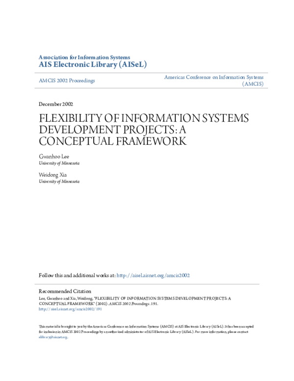 (PDF) Flexibility of information systems development projects: A conceptual framework