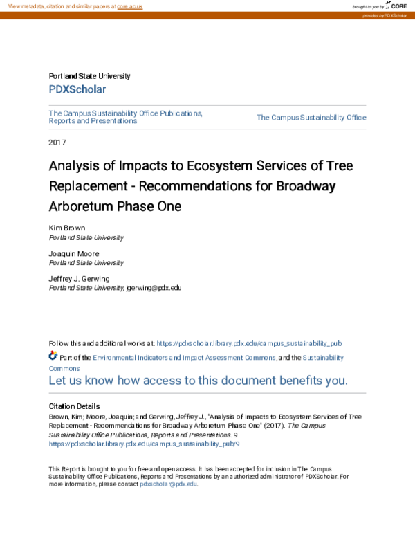 (PDF) Analysis of Impacts to Ecosystem Services of Tree Replacement ...