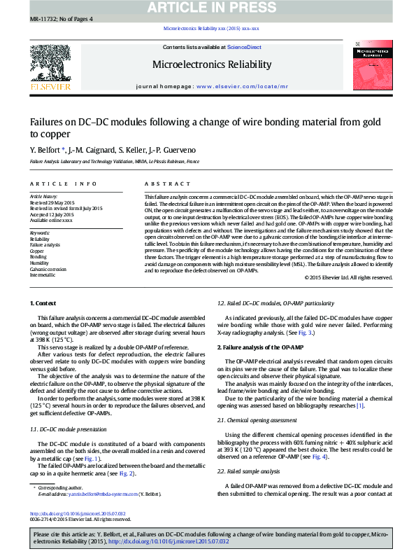 (PDF) Failures on DC–DC modules following a change of wire bonding material from gold to copper