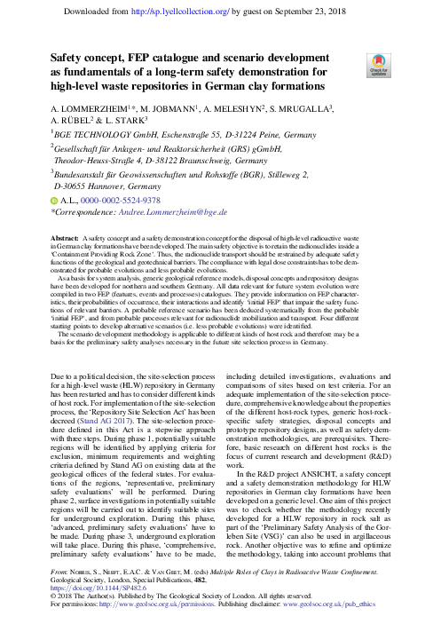 (PDF) Safety concept, FEP catalogue and scenario development as ...