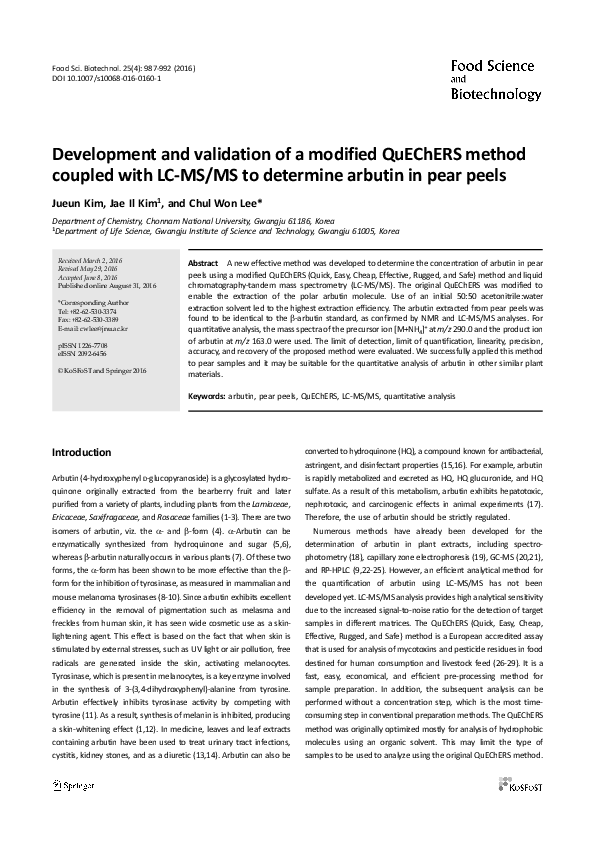 (PDF) Development and validation of a modified QuEChERS protocol ...