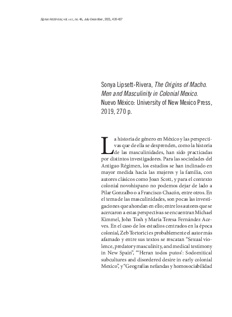 (PDF) Sonya Lipsett-Rivera, The Origins of Macho. Men And Masculinity ...