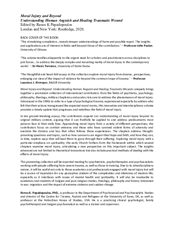 (PDF) Moral Injury and Beyond