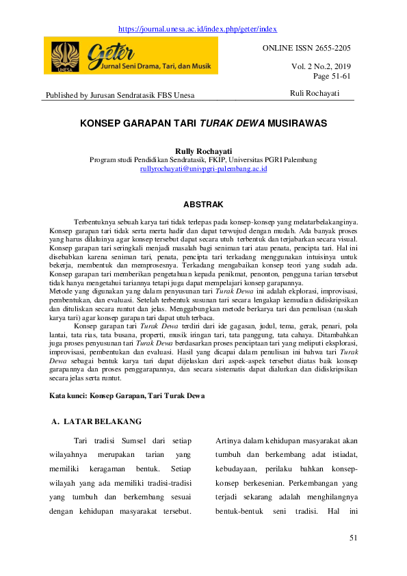 (PDF) Konsep Garapan Tari Turak Dewa Musirawas