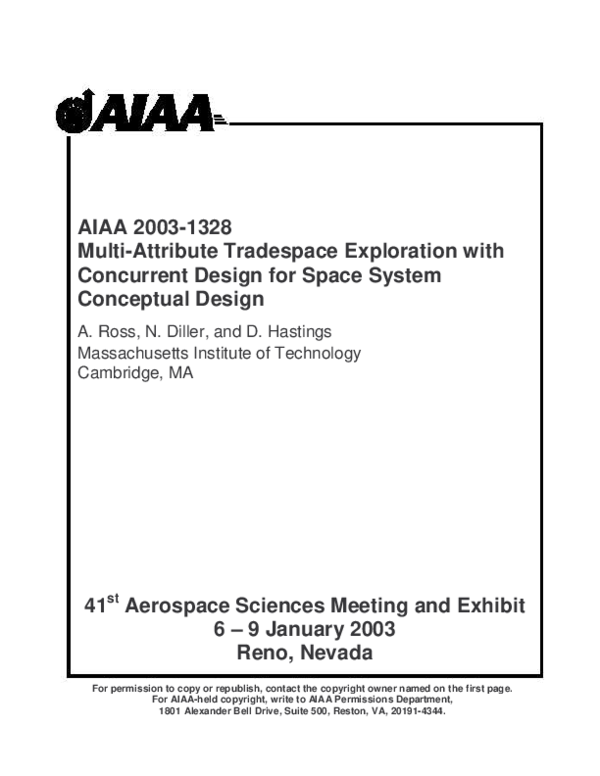 (PDF) Multi-Attribute Tradespace Exploration with Concurrent Design for ...