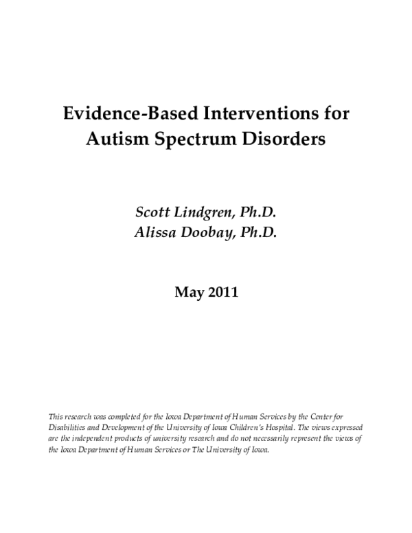 (PDF) Evidence-Based Interventions for Autism Spectrum Disorders
