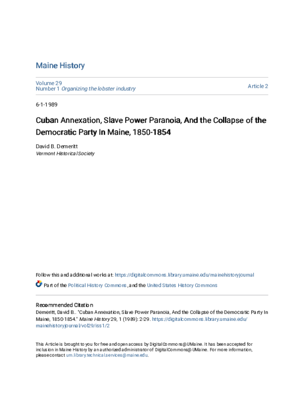 (PDF) Cuban Annexation, Slave Power Paranoia, And the Collapse of the ...