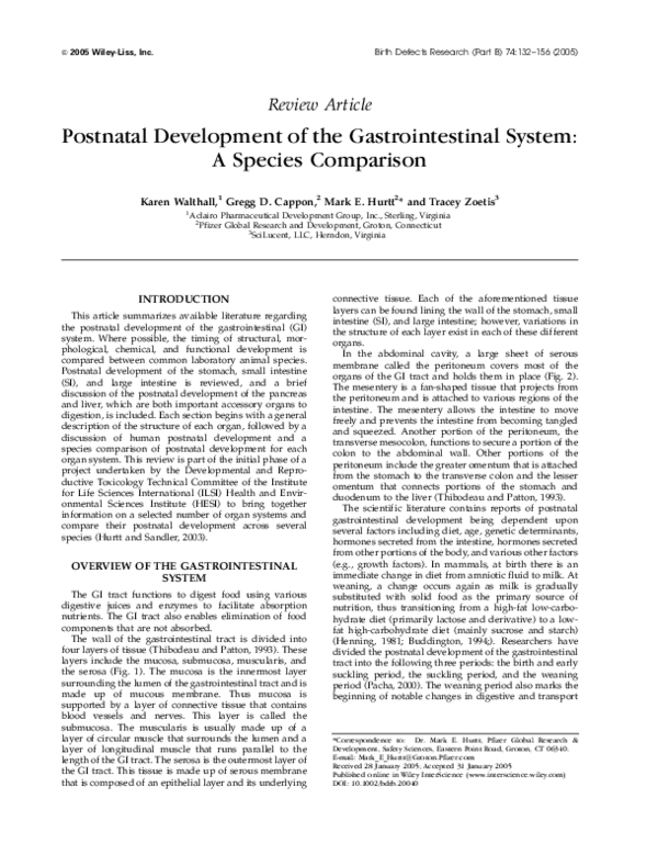 (PDF) Postnatal development of the gastrointestinal system: A species ...