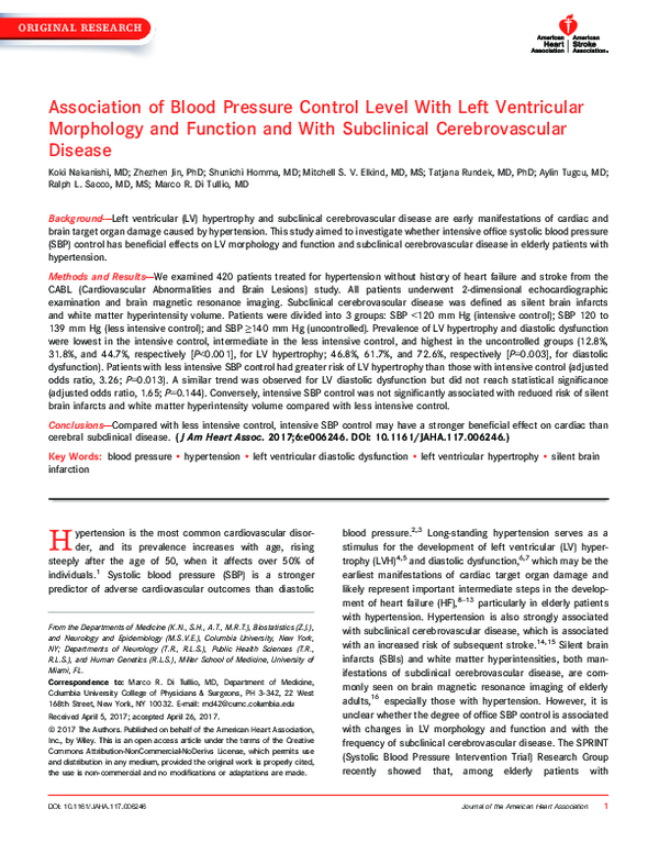 (PDF) Association of Blood Pressure Control Level With Left Ventricular ...