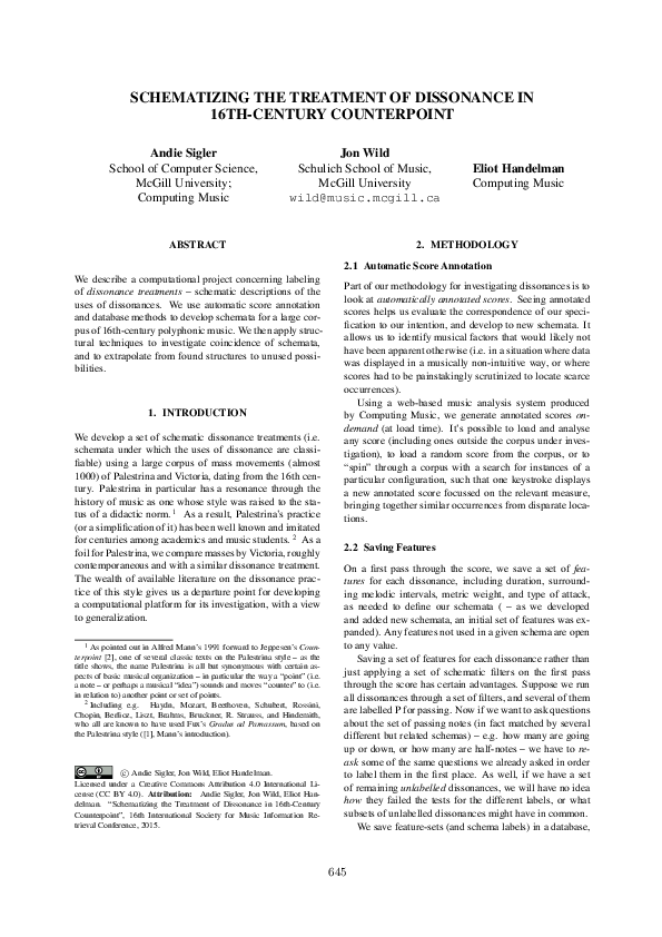 (PDF) Schematizing The Treatment Of Dissonance In 16Th-Century Counterpoint
