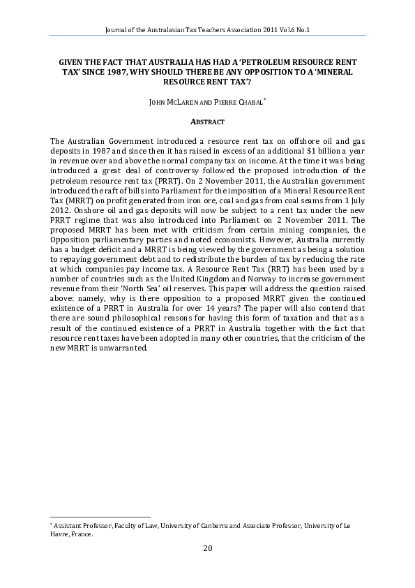 (PDF) Given the fact that Australia has had a 'Petroleum Resource Rent ...
