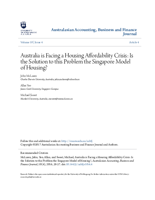 (PDF) Australia is Facing a Housing Affordability Crisis: Is the ...