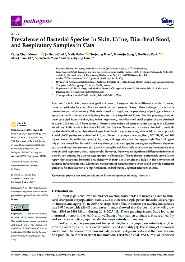(PDF) Prevalence of Bacterial Species in Skin, Urine, Diarrheal Stool ...
