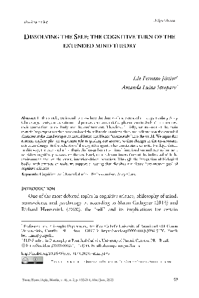 (PDF) Dissolving the Self: The Cognitive Turn of the Extended Mind Theory