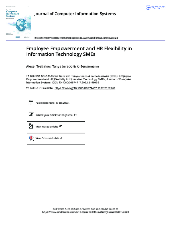 (PDF) Employee Empowerment and HR Flexibility in Information Technology SMEs