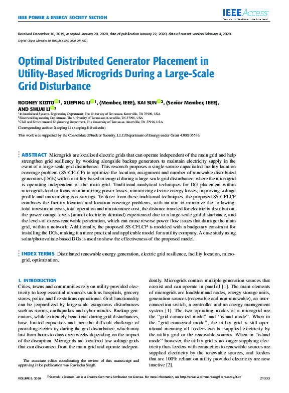 (PDF) Optimal Distributed Generator Placement in Utility-Based Microgrids During a Large-Scale ...