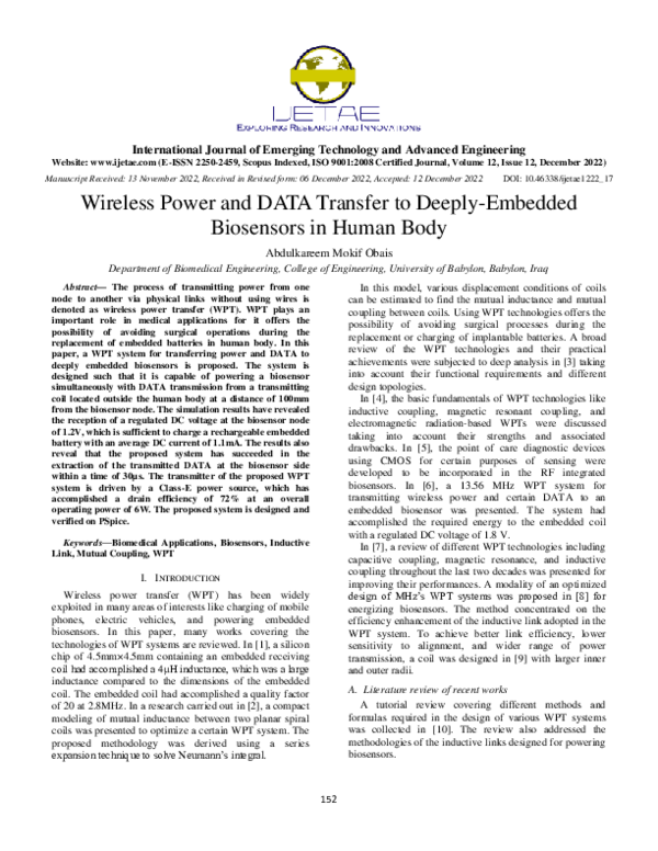 (PDF) Wireless Power and DATA Transfer to Deeply-Embedded Biosensors in ...