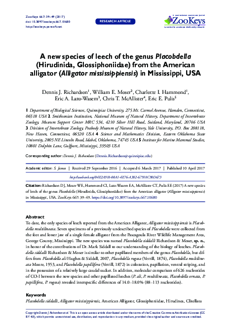 (PDF) A new species of leech of the genus Placobdella (Hirudinida ...