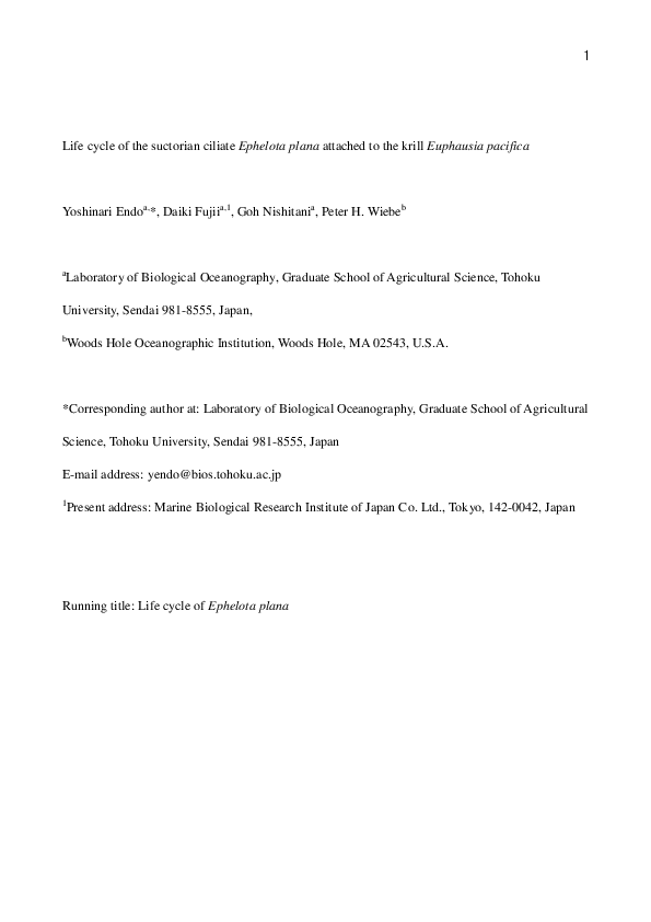(PDF) Life cycle of the suctorian ciliate Ephelota plana attached to ...
