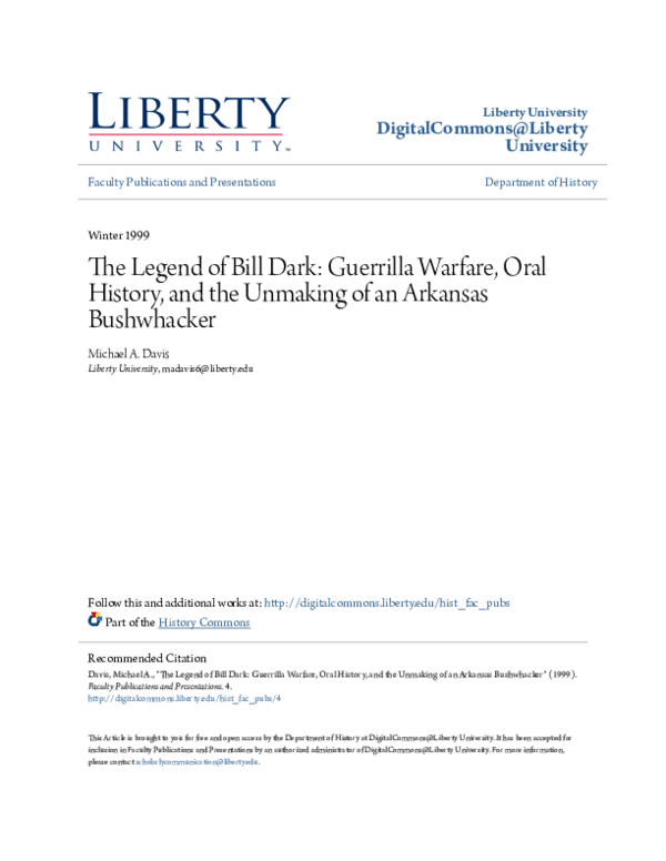 (PDF) The Legend of Bill Dark: Guerrilla Warfare, Oral History, and the ...