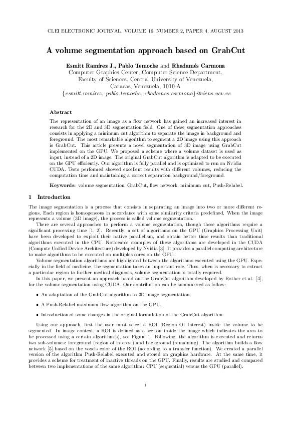 (PDF) A volume segmentation approach based on GrabCut