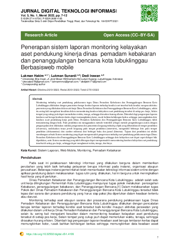 (PDF) Penerapan Sistem Laporan Monitoring Kelayakan Aset Pendukung ...