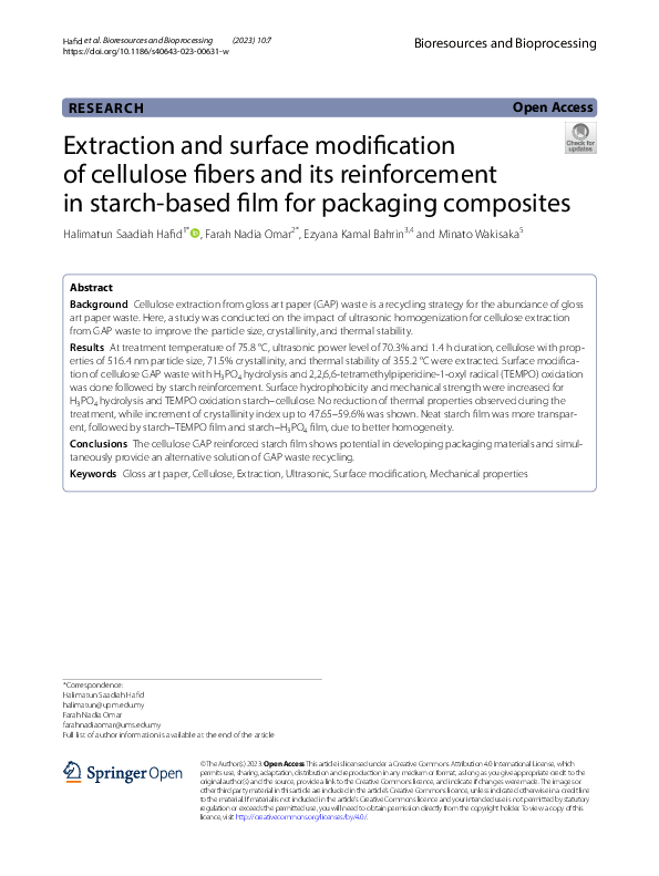 (PDF) Extraction and surface modification of cellulose fibers and its ...