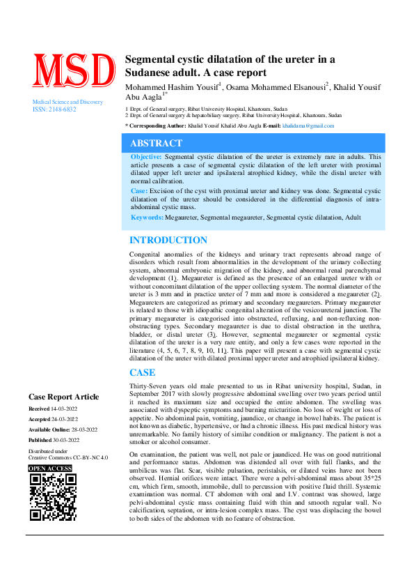 (PDF) Segmental cystic dilatation of the ureter in a Sudanese adult. A ...