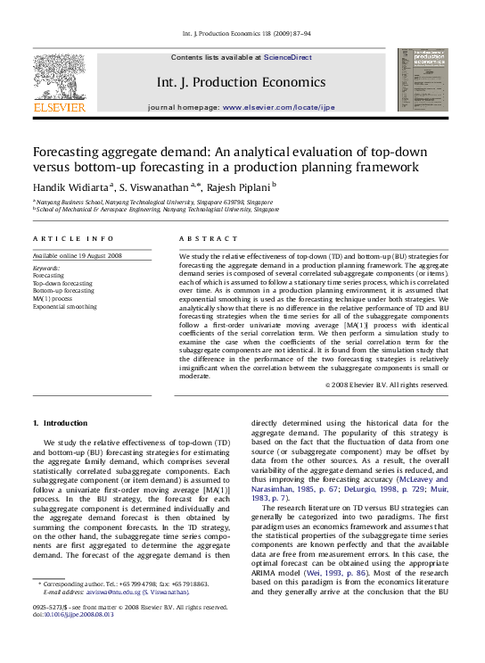 (PDF) Forecasting aggregate demand: An analytical evaluation of top-down versus bottom-up ...
