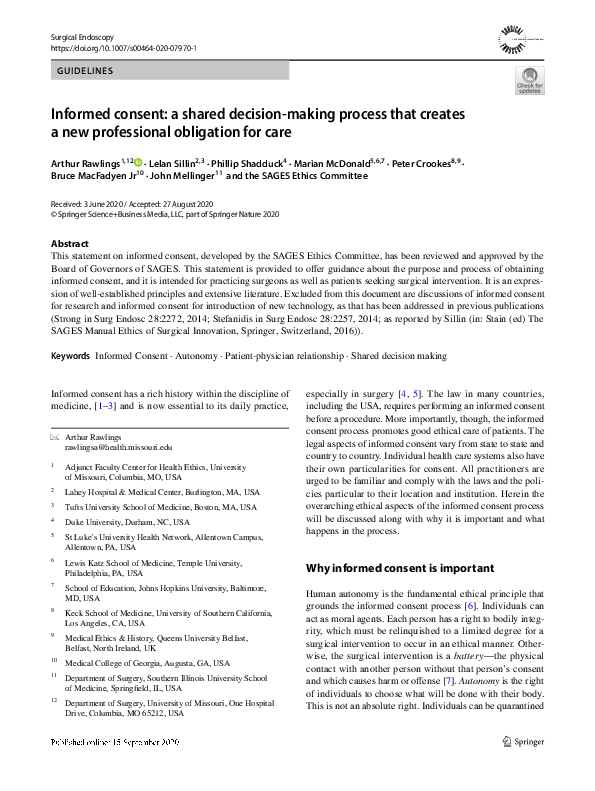 (PDF) Informed consent: a shared decision-making process that creates a ...