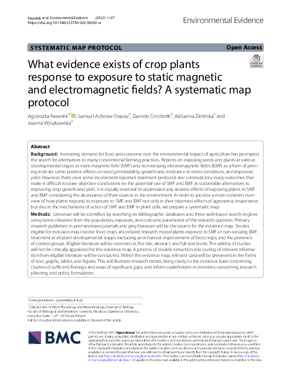 (PDF) What evidence exists of crop plants response to exposure to ...
